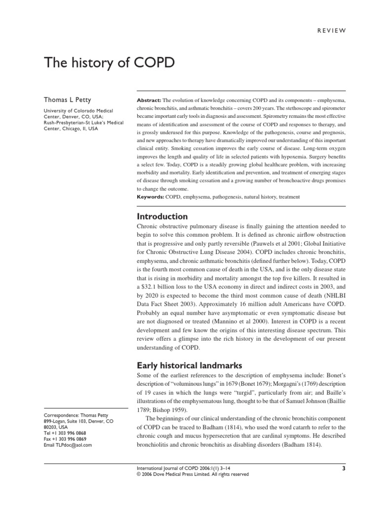 The History of COPD | Chronic Obstructive Pulmonary Disease | Bronchitis