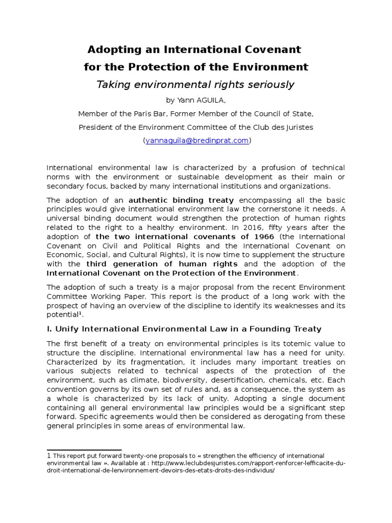 Yann Aguila - International Covenant For Protection of Environment ...