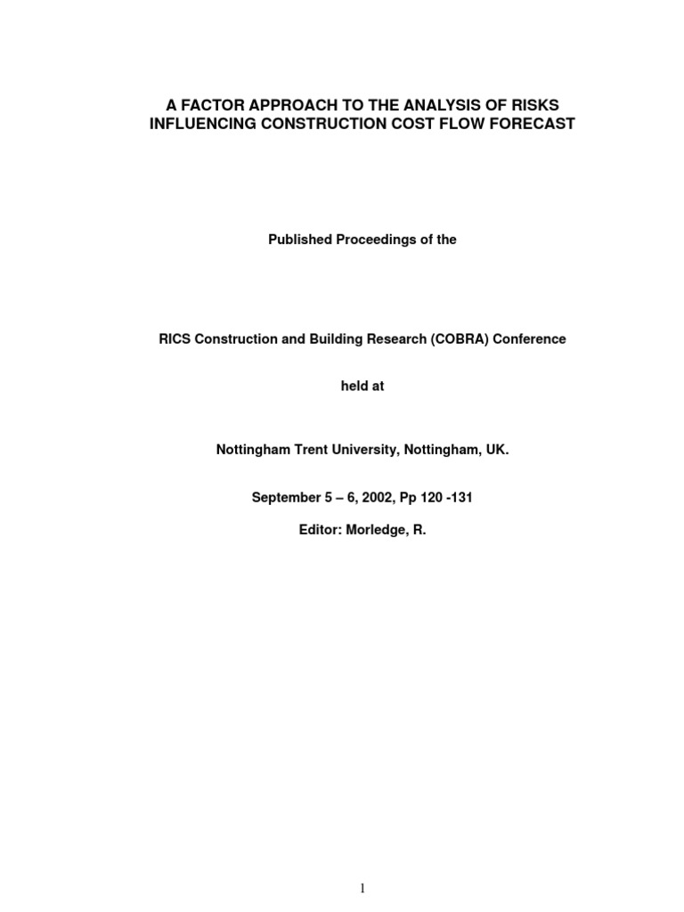 Analyzing Risks in Construction Cost Forecasts | PDF | Factor Analysis ...