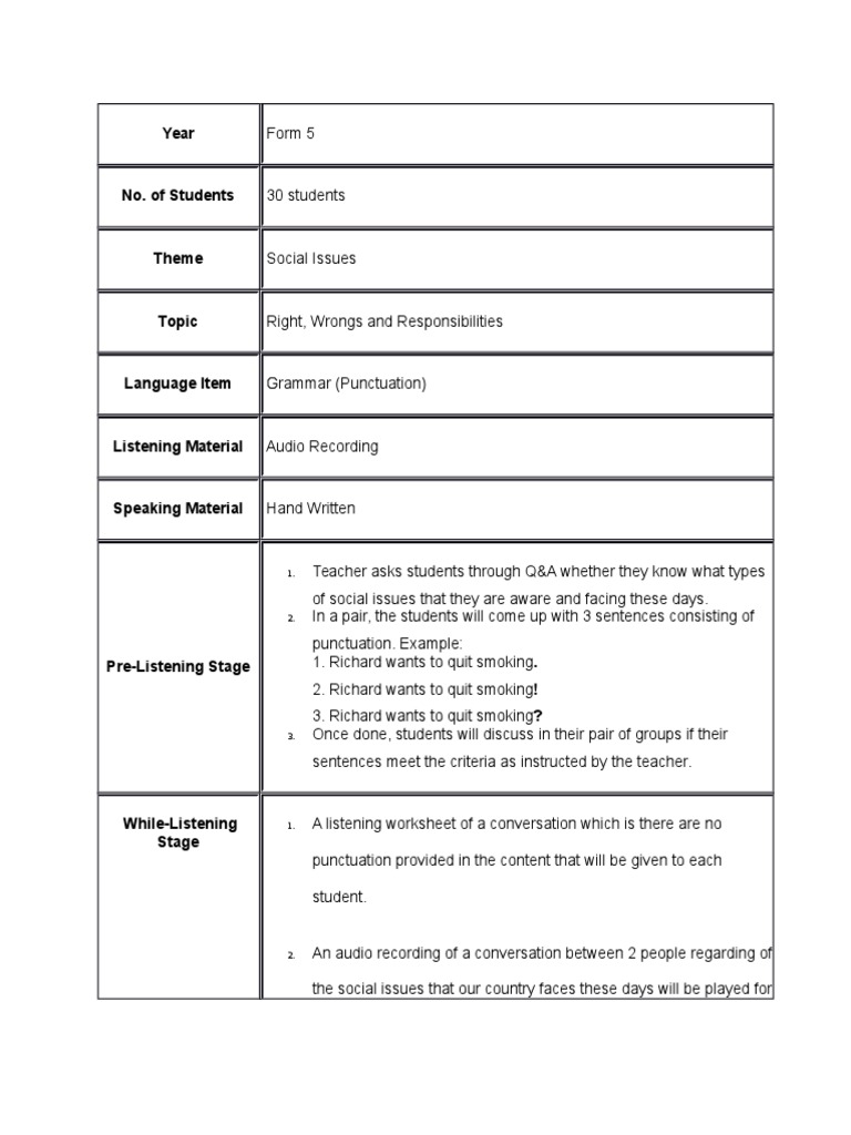 Teaching Aural Oral Lesson Plan | PDF