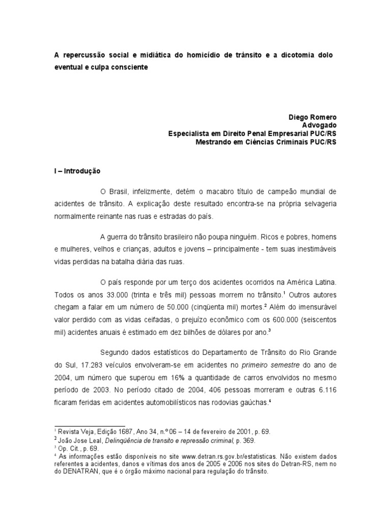 TCC Homicidio | PDF | Intenção (Direito Penal) | Crime e violência