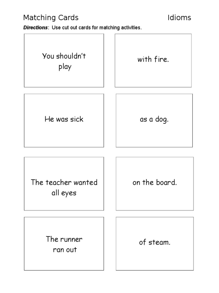 Idiom Matching Cards 1 | PDF