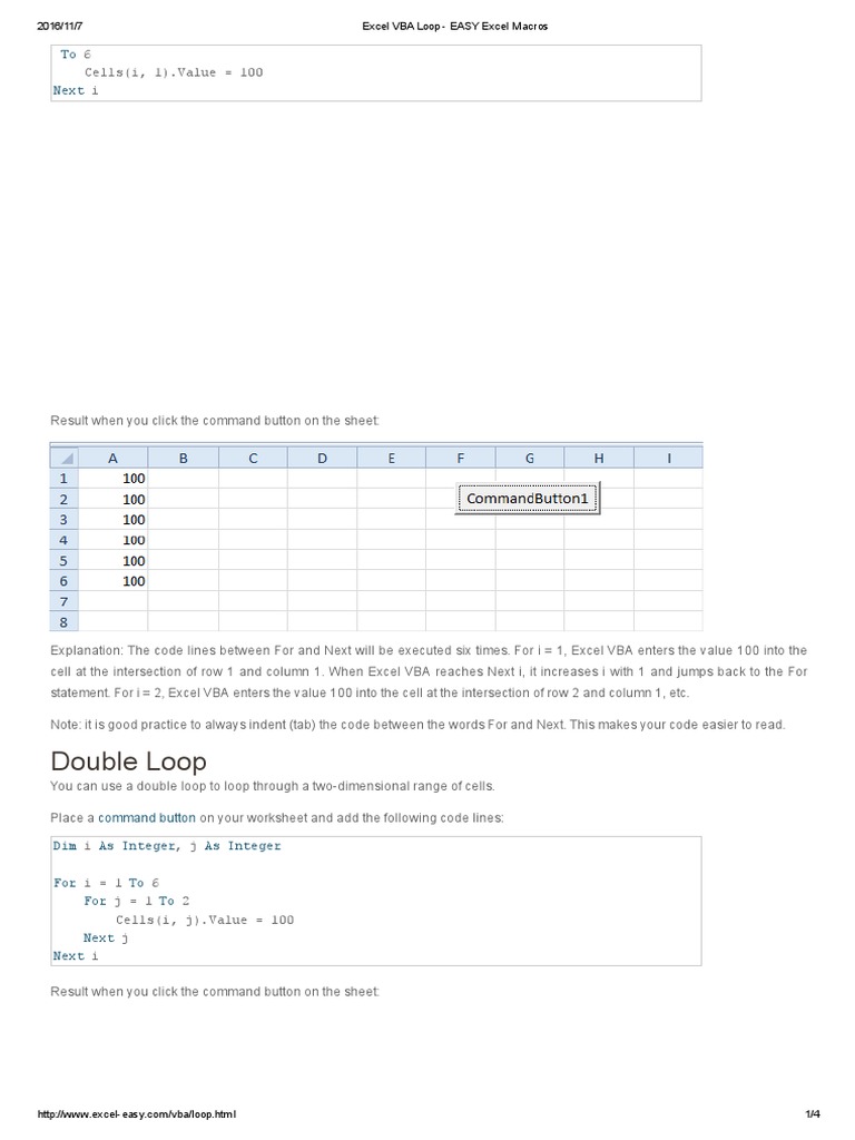 Excel VBA Loop - EASY Excel Macros | PDF | Microsoft Excel | Control Flow