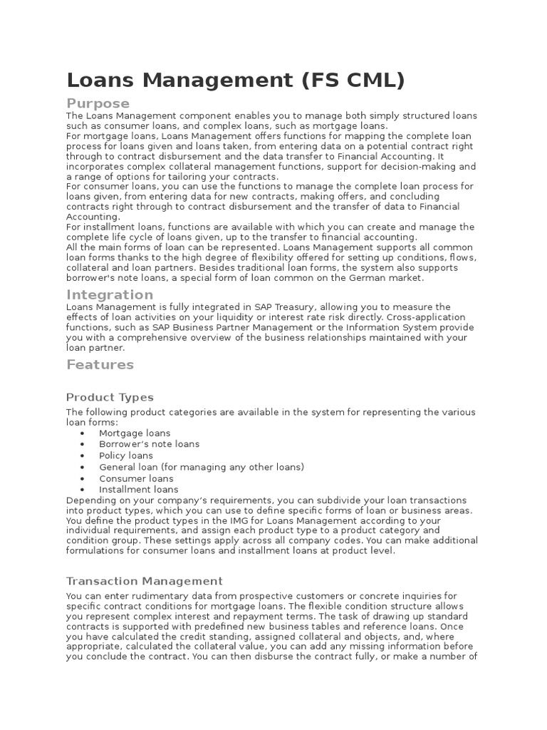 SAP Loans Management | PDF | Loans | Payments