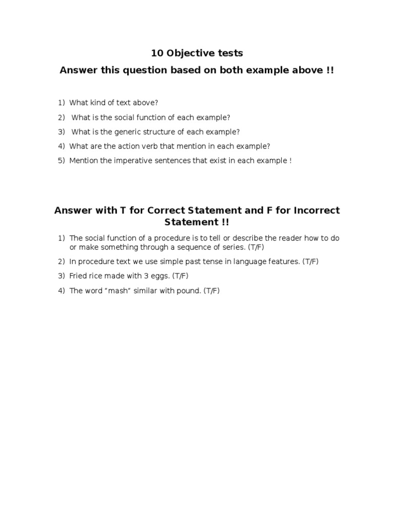 10 Objective Tests | PDF