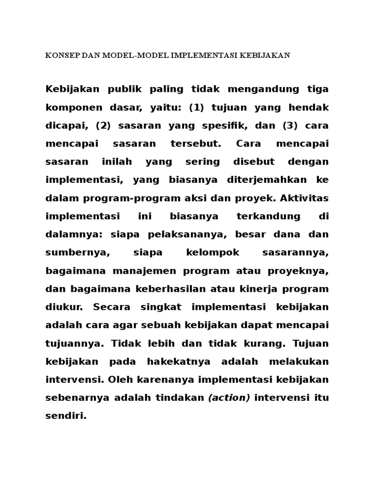 Model Implementasi Kebijakan Publik | PDF