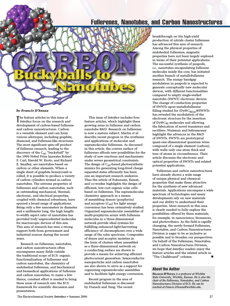 Fullerenes, Nanotubes, and Carbon Nanostructures: by Francis D'Souza | PDF | Carbon Nanotube ...