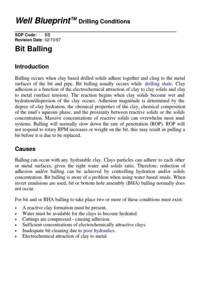 Preventing and Treating Bit Balling in Shale Formations | PDF ...
