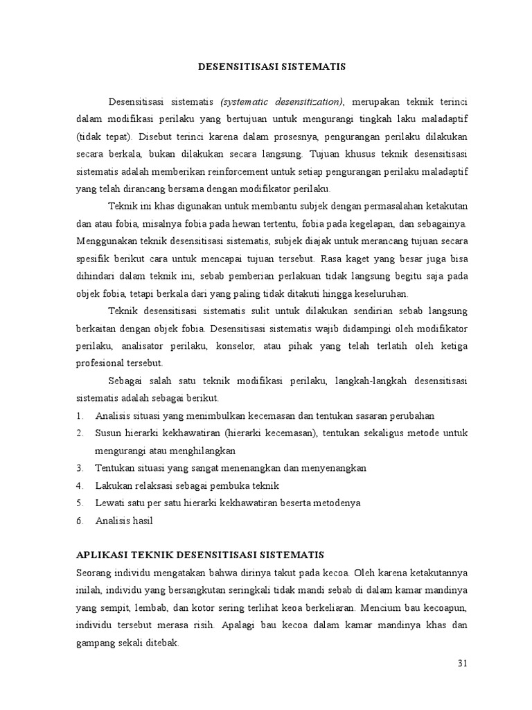Teknik Desensitisasi Sistematis | PDF