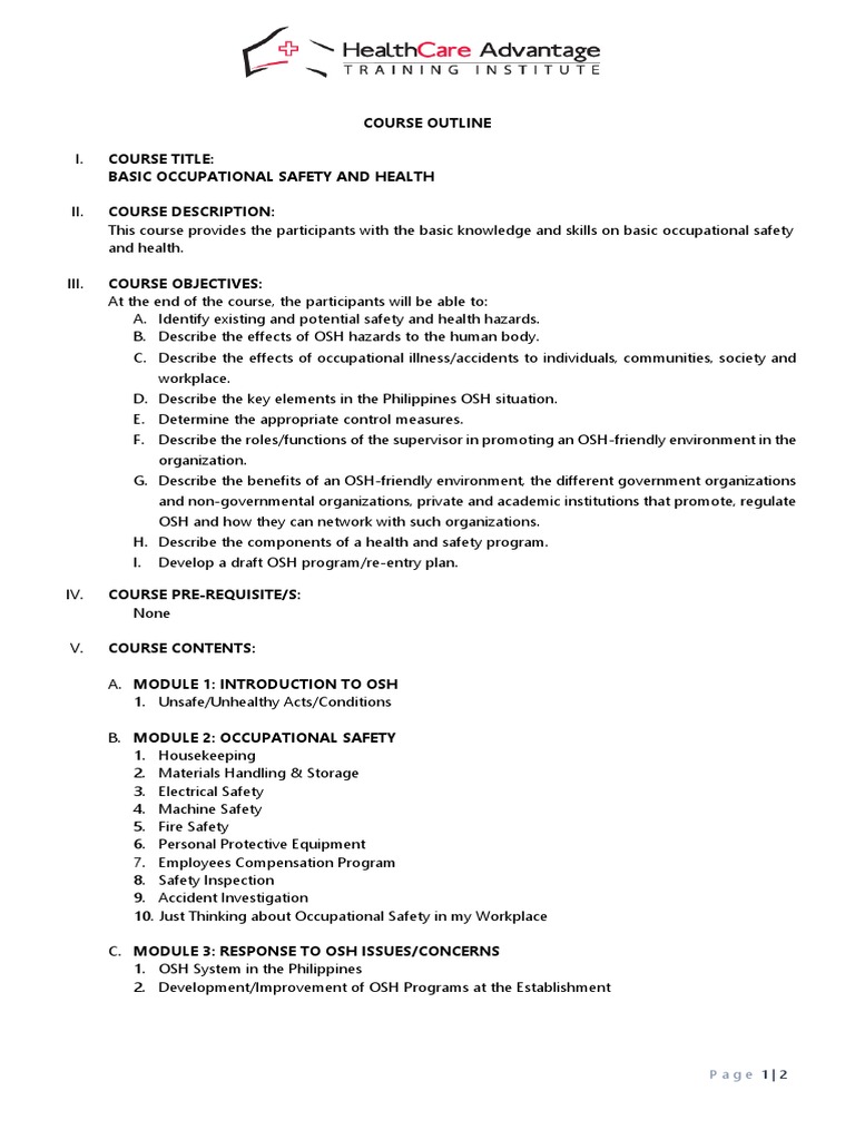 BOSH Course Outline | PDF