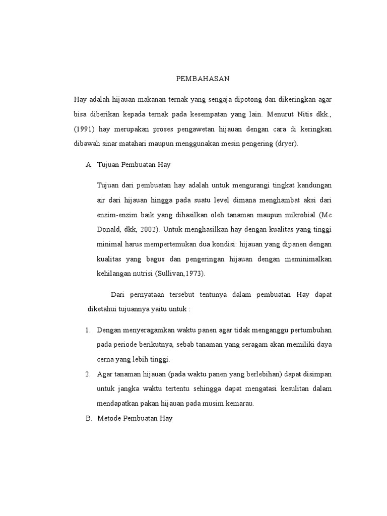 Metode dan Proses Pembuatan Hay Ternak | PDF