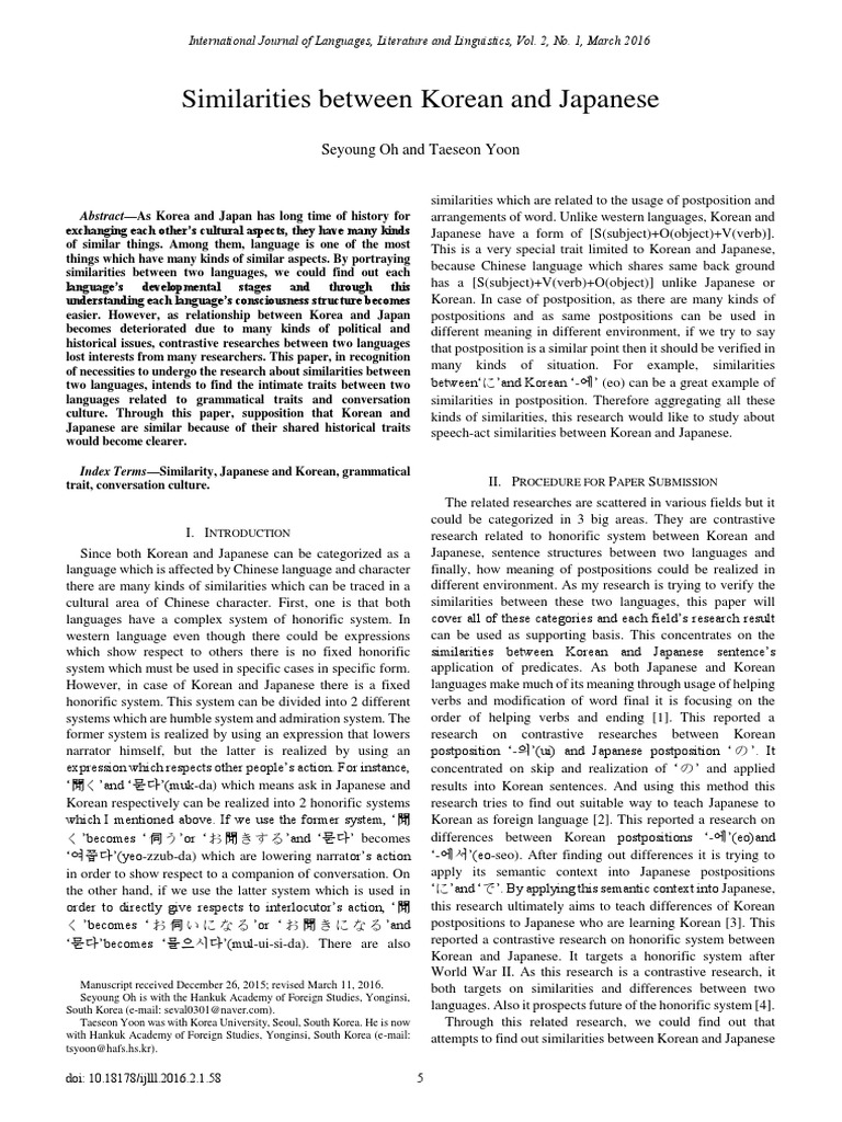 Exploring Grammatical, Cultural and Honorific Similarities Between ...