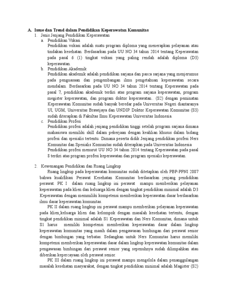Tren dan Isu Pendidikan Keperawatan Komunitas | PDF | Kesehatan Holistik