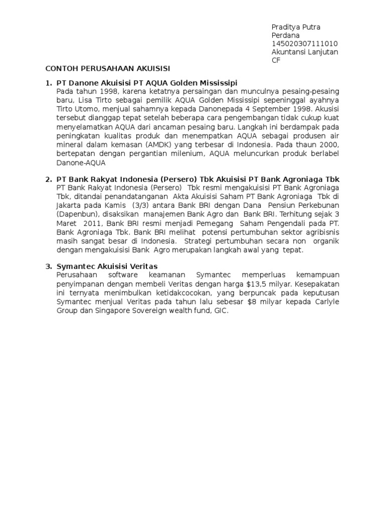 Contoh Akuisisi dan Merger di Indonesia | PDF