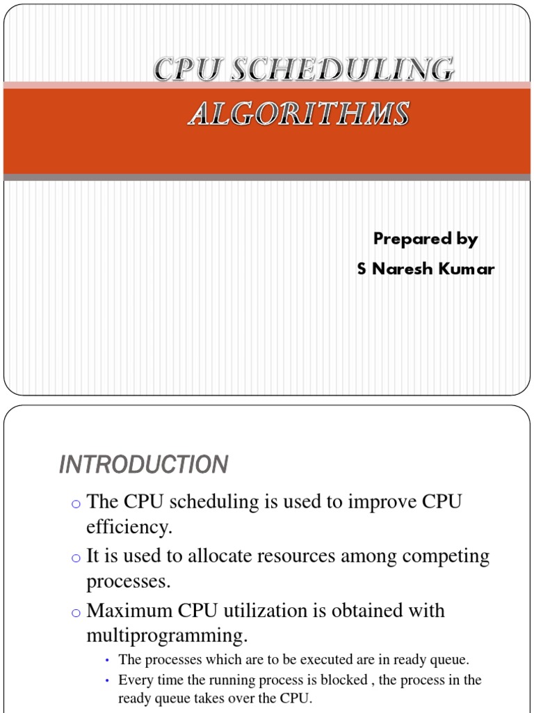 Cpuschedulingalgorithm-Naresh Kumar | PDF | Scheduling (Computing) | Concurrent Computing