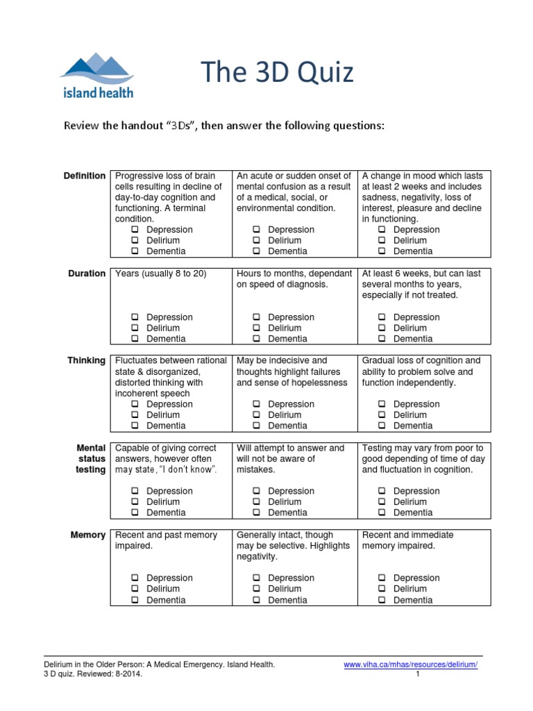 The 3D Quiz: Review The Handout "3Ds", Then Answer The Following ...