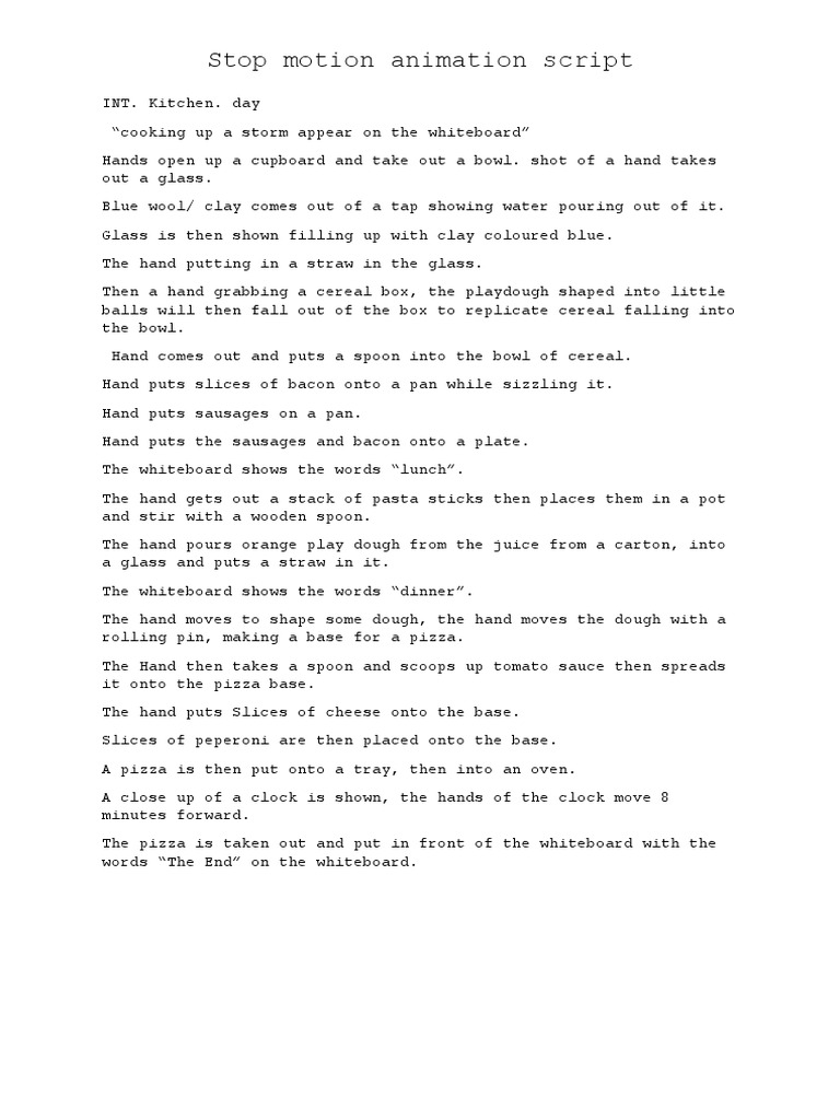 Stop Motion Script | PDF