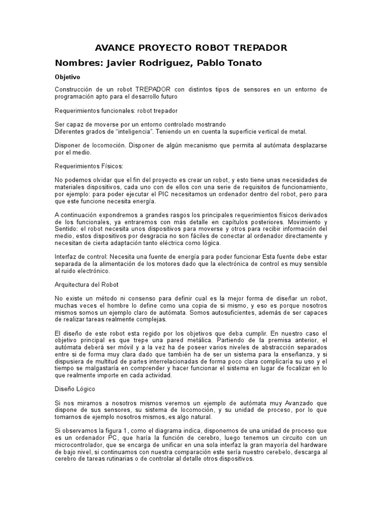 Avance Proyecto Robot Trepador | PDF | Robot | Robótica