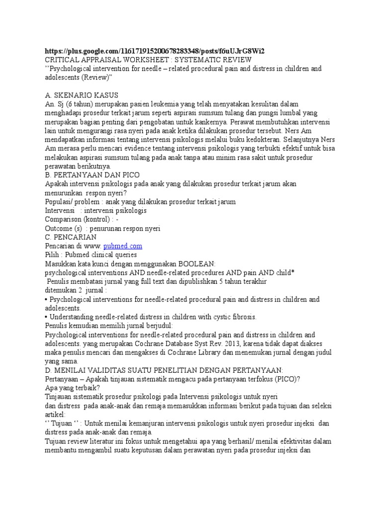 Contoh Critical Appraisal | PDF