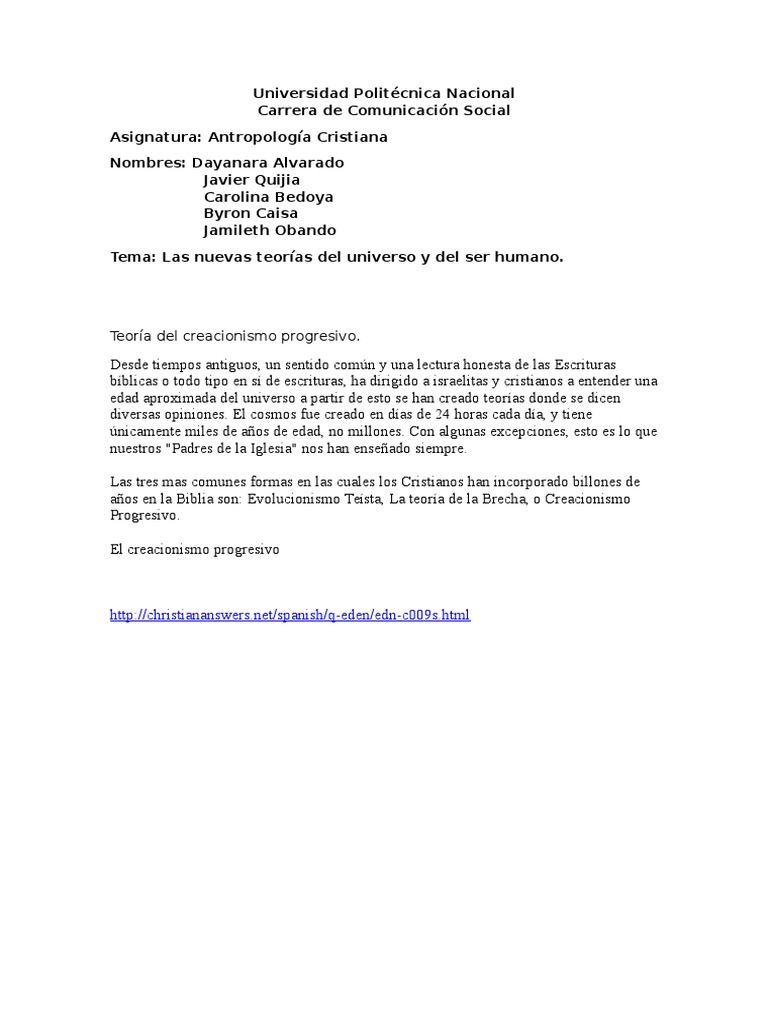 Creacionismo Progresivo | PDF