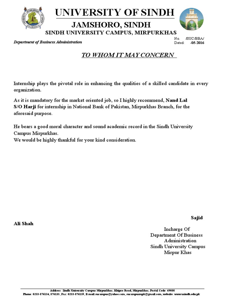 BBA Internship Letters........... | PDF | Master Of Business ...