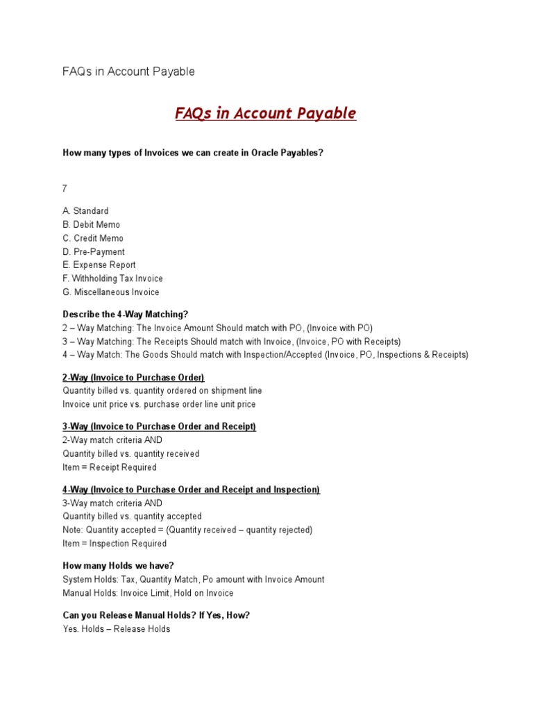 Account Payable Interview | PDF | Accounts Payable | Invoice