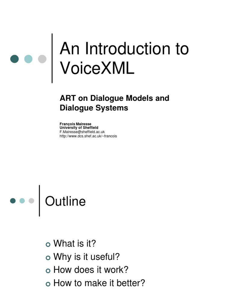 An Introduction To Voicexml: Art On Dialogue Models and Dialogue Systems | PDF | Databases ...