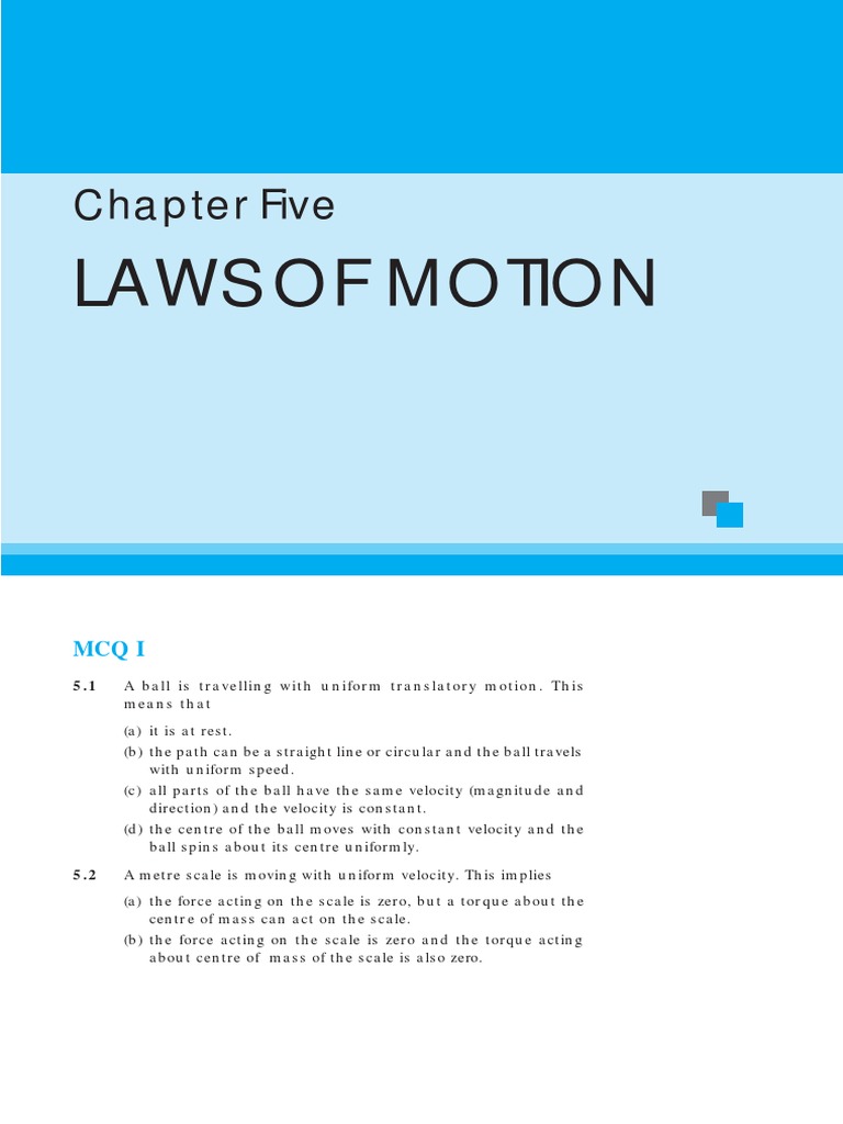 11 Physics Exemplar Chapter 5 | PDF | Newton's Laws Of Motion | Force