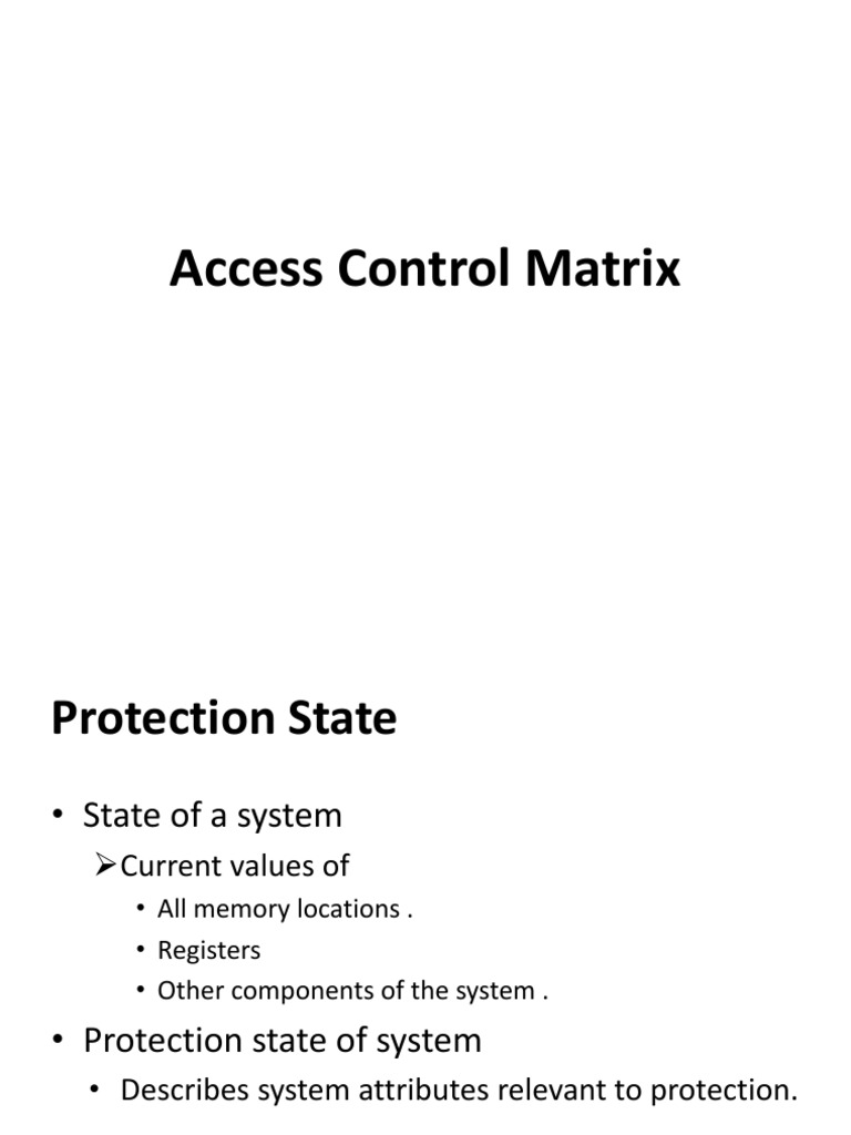 Access Control Matrix | Access Control | Information Technology Management