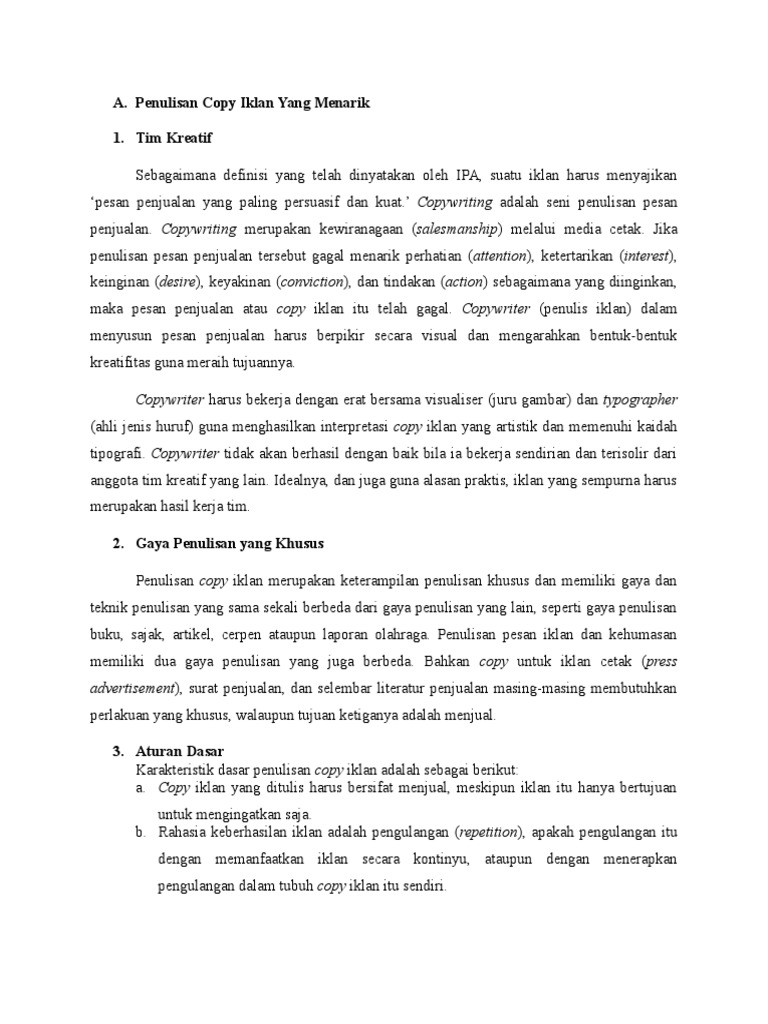 Teknik Efektif Copywriting Iklan | PDF