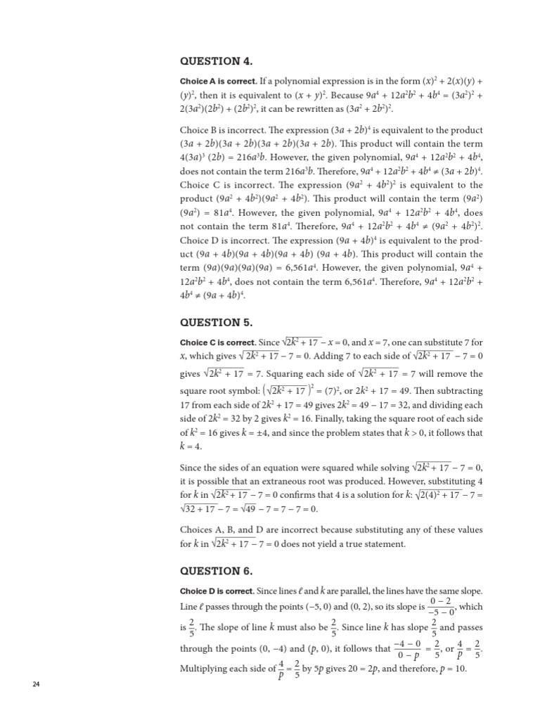 Sat Practice Test 2 Answers.25 28 | PDF | Quadratic Equation | Fraction ...