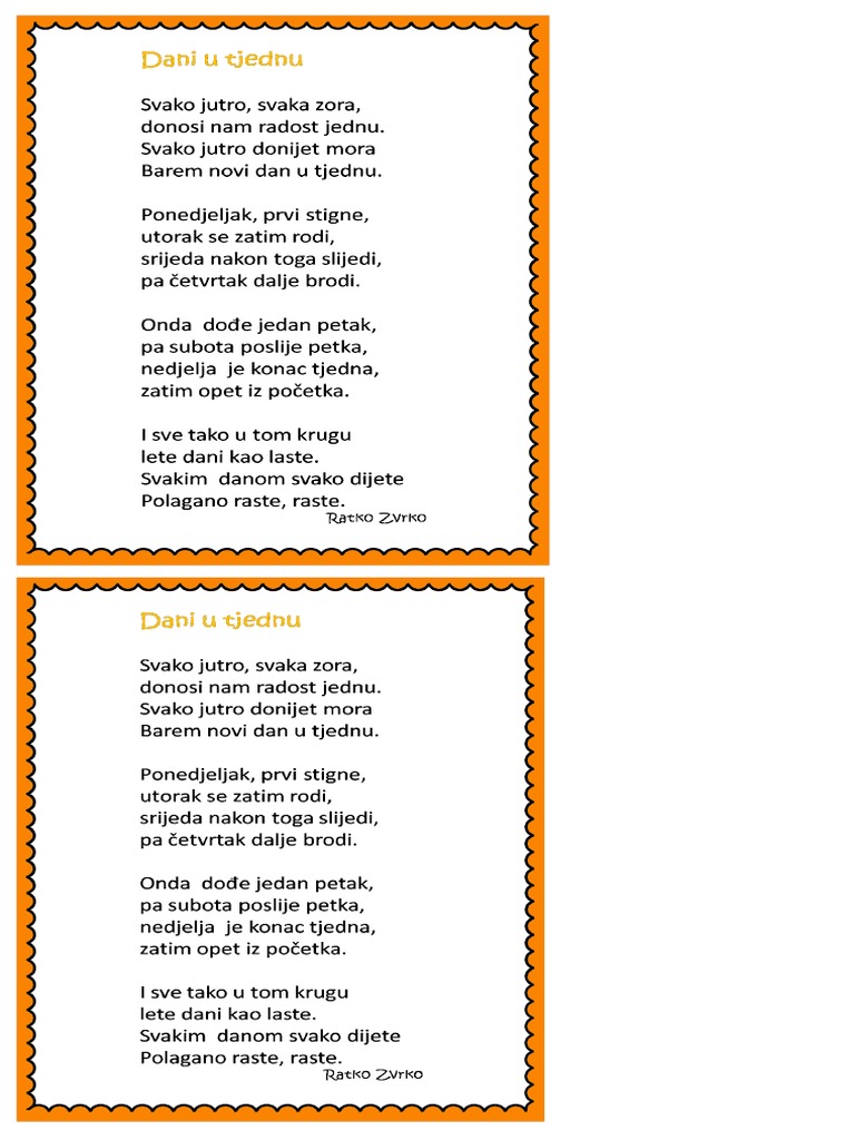 Dani U Tjednu Ratko Zvrko | PDF