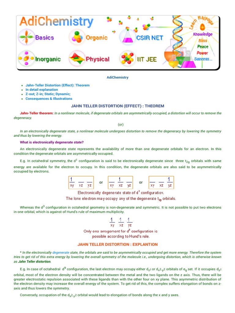 Jahn Teller Distortion - Effect - Theorem - Examples - Adichemistry ...