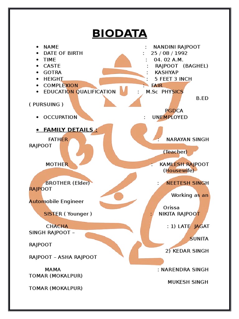 Biodata: Family Details | PDF