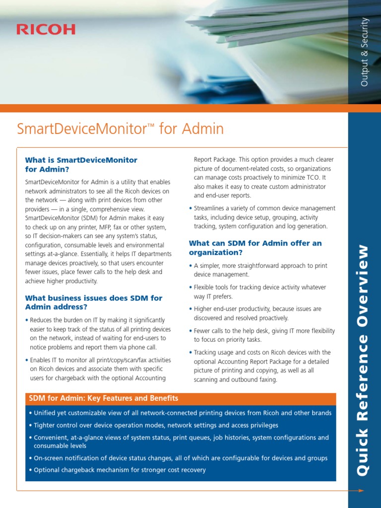 Ricoh SmartDeviceMonitor Quick Reference Document 2009724184734 | PDF ...