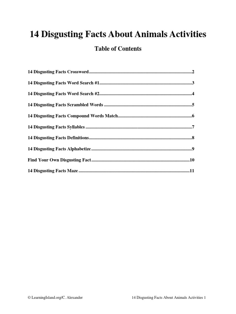 14 Disgusting Facts Activities | PDF | Nature