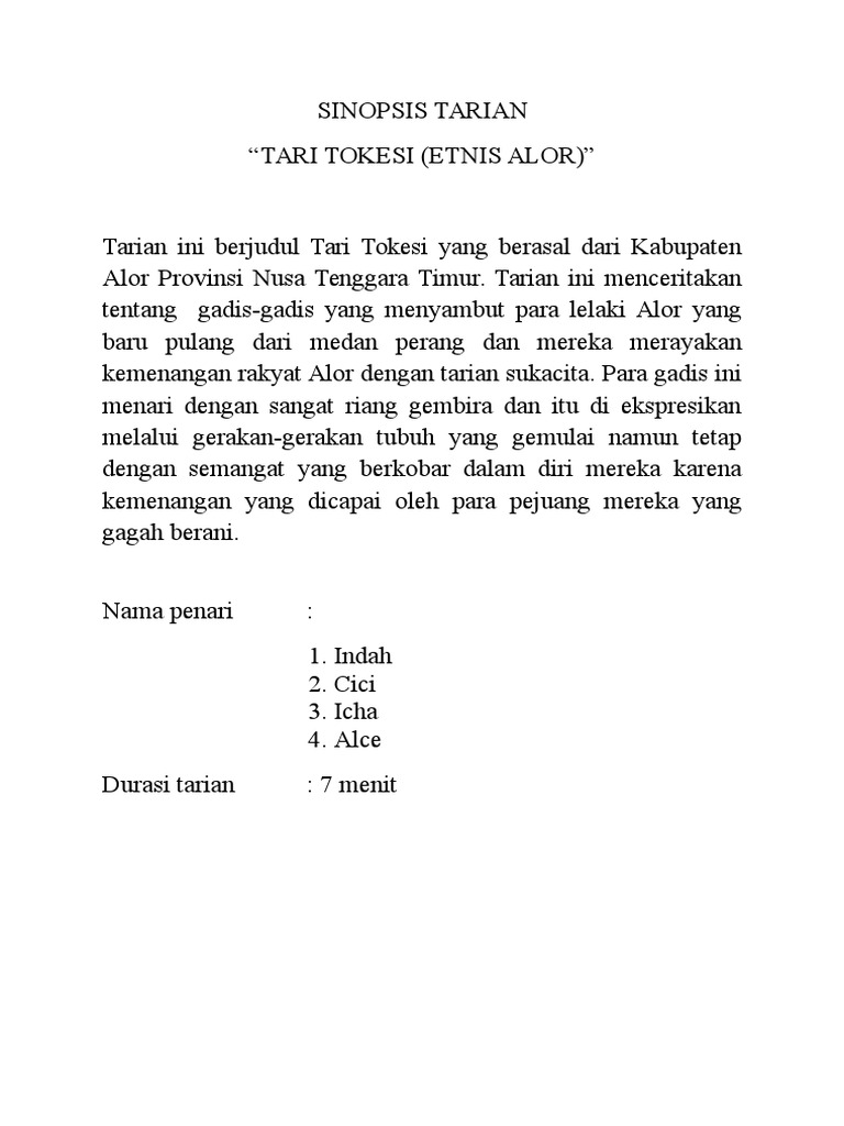 Sinopsis Tarian Tokesi | PDF