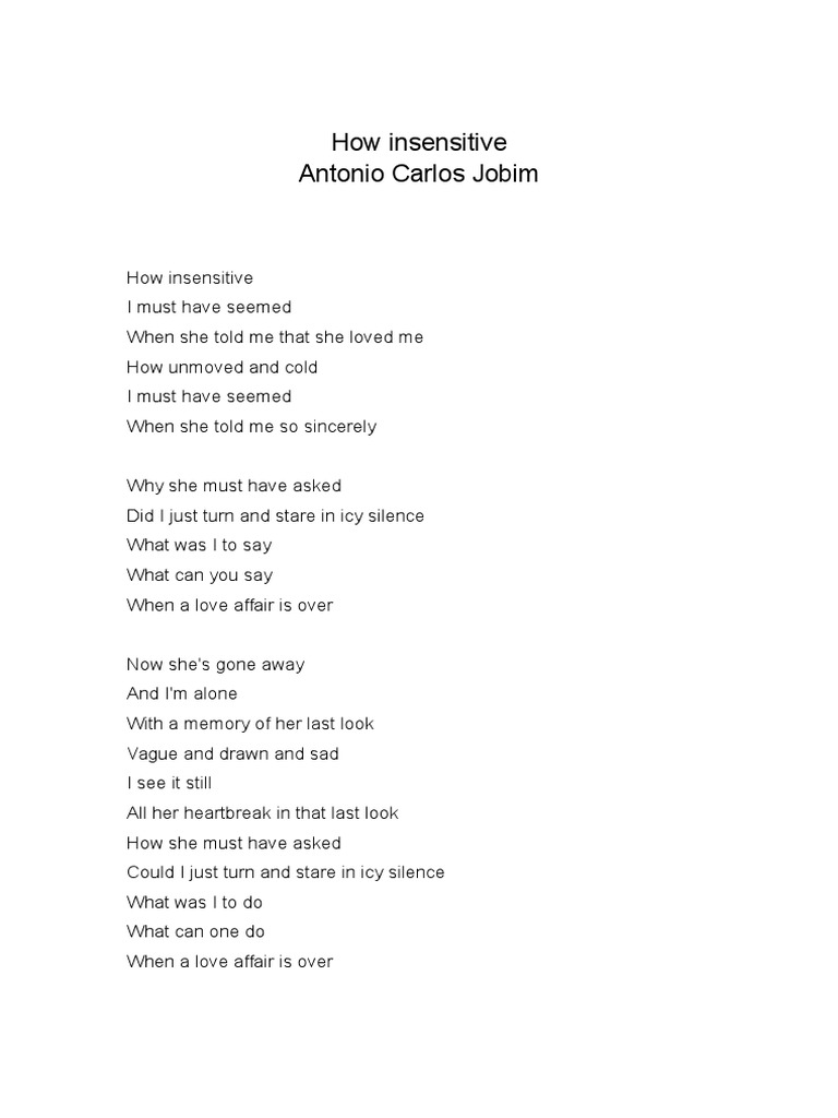How Insensitive Lyrics | PDF