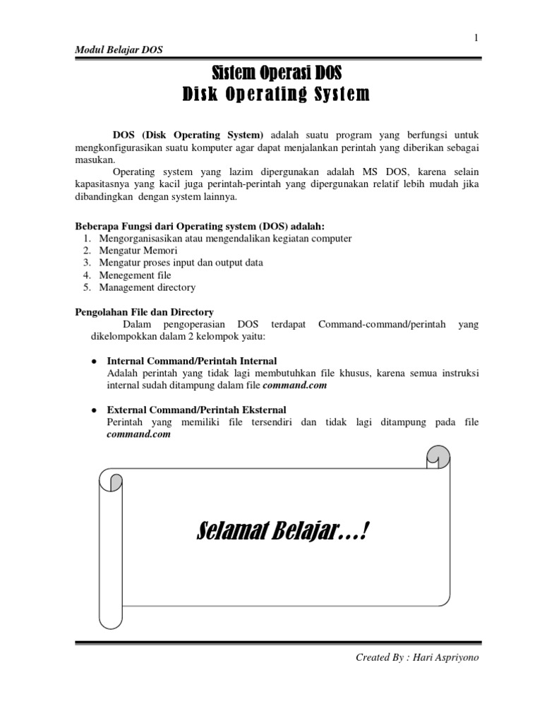 Mengenal Perintah Dasar DOS | PDF | Komputer