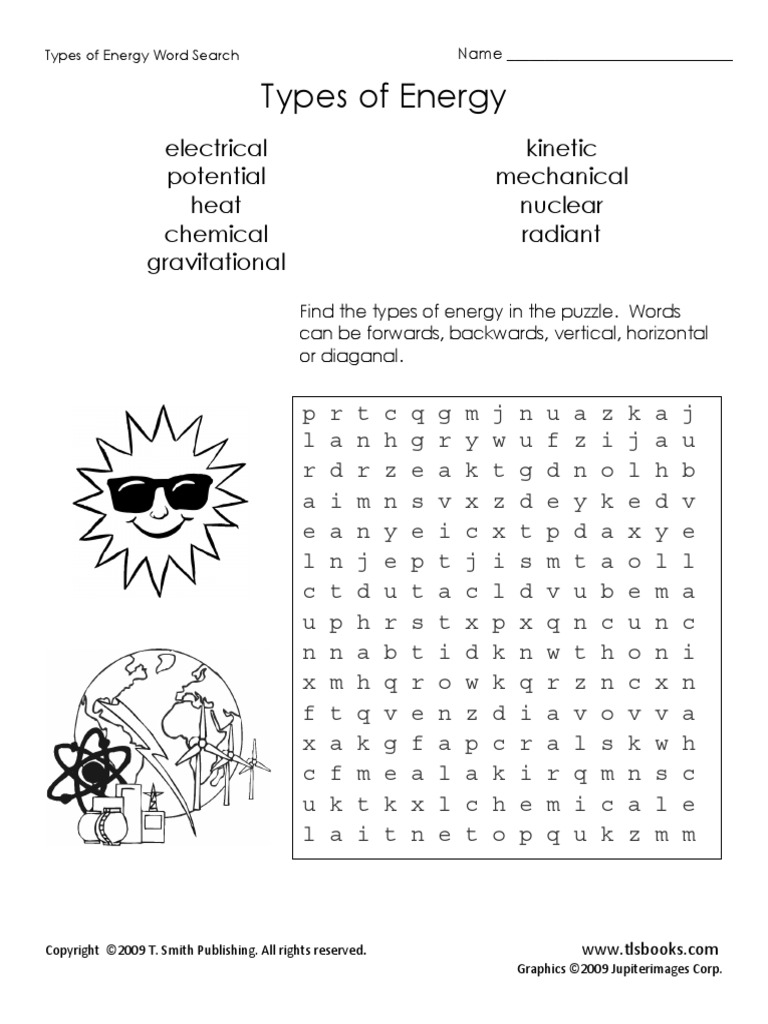 Types of Energy Word Search | PDF