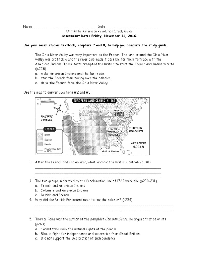 Unit 4 Study Guide American Revolution | PDF | American Revolution ...