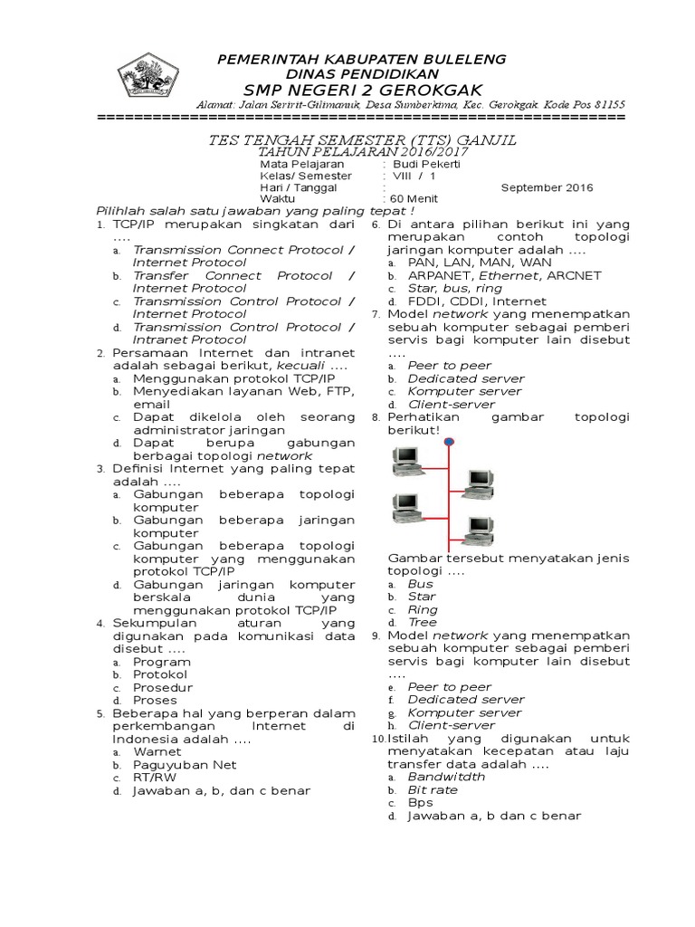 Tes Tengah Semester TTS Budi Pekerti | PDF | Komputer | Teknologi ...