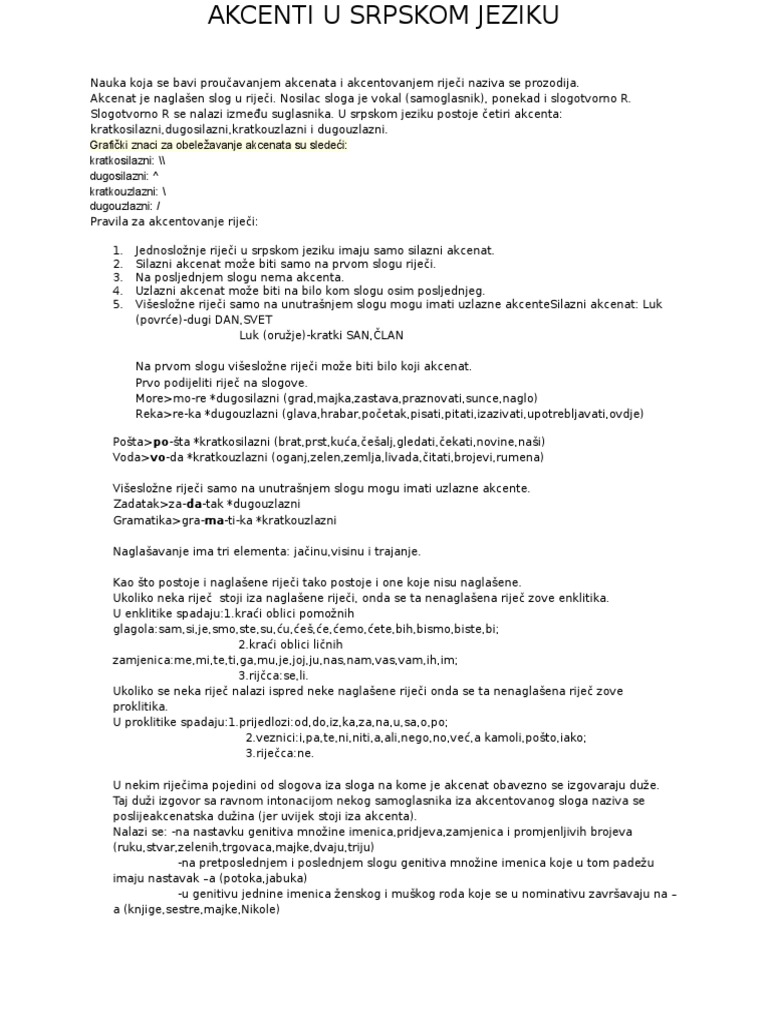Akcenti U Srpskom Jeziku | PDF