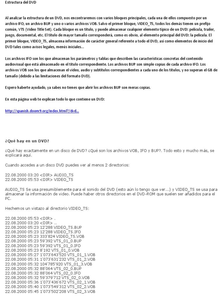 17-Estructura de Un DVD PDF | PDF | Archivo de computadora | Vídeo