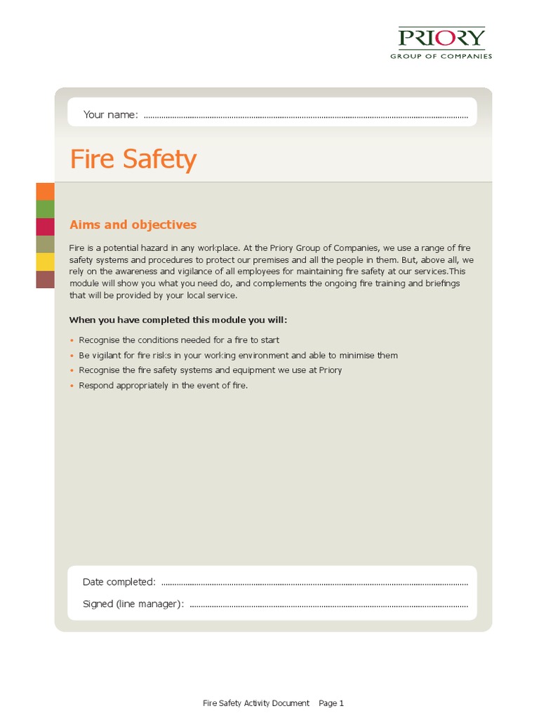 Fire Safety: Aims and Objectives | PDF