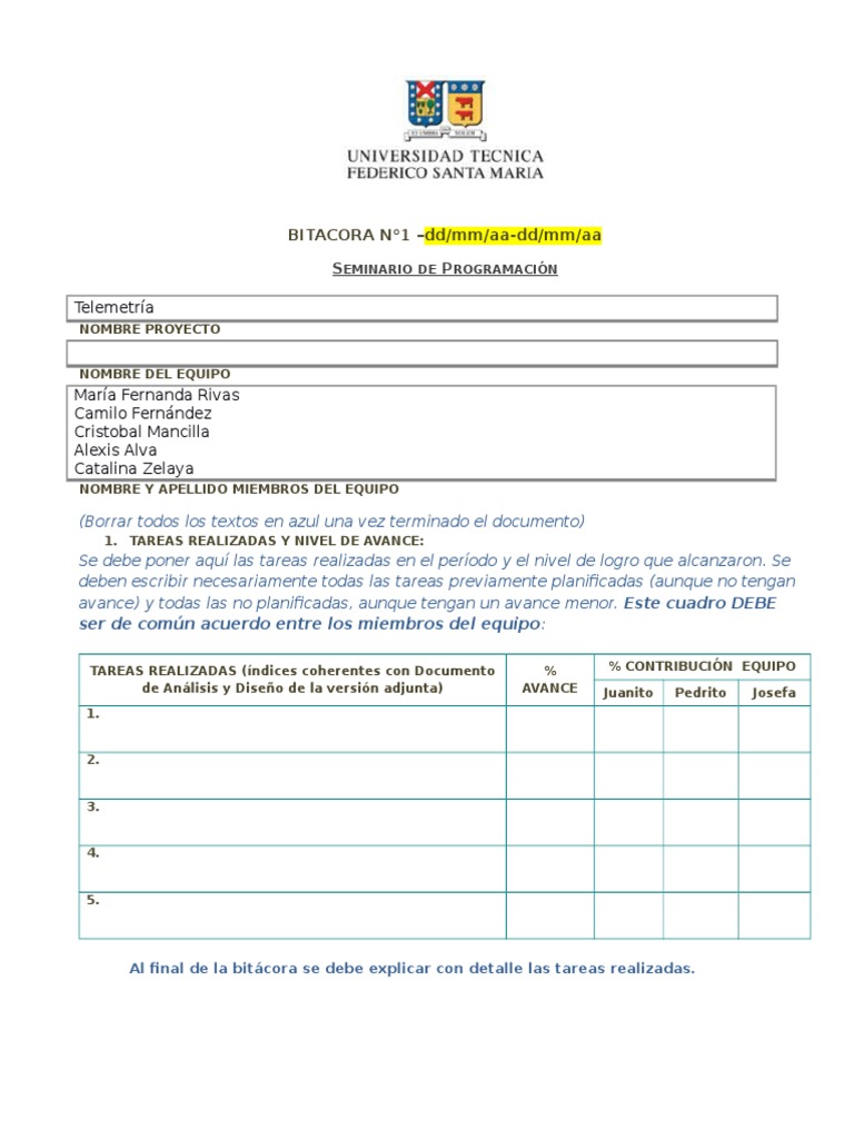 Bitacora Template | PDF