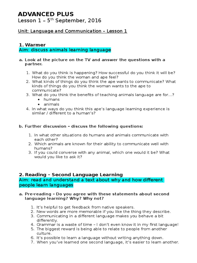 Unit 1 - Language and Communication - Lesson 1 | PDF | Adverb | Ellipsis