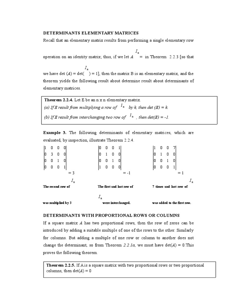 Determinan Telementary Matrices | PDF