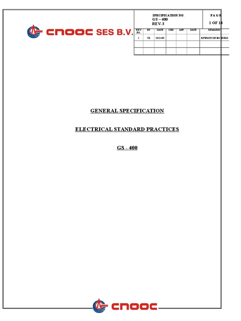 GS-400 General Specification - Electrical Standard Practices | PDF ...