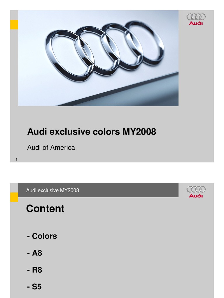 2008 Audi Exclusive Colors | PDF | Wheeled Vehicles | Automobiles